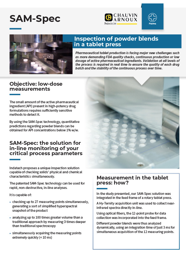 Indatech documentation | SAM-Spec: Inspection of powder blends in the tablet press