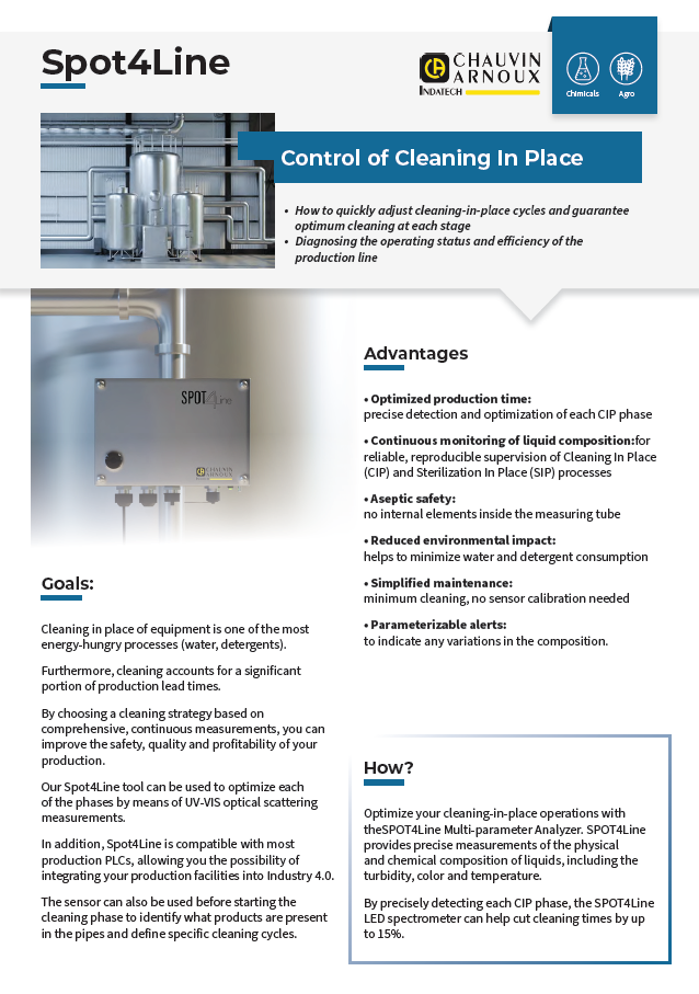Indatech documentation | Spot4Line : Cleaning in Place