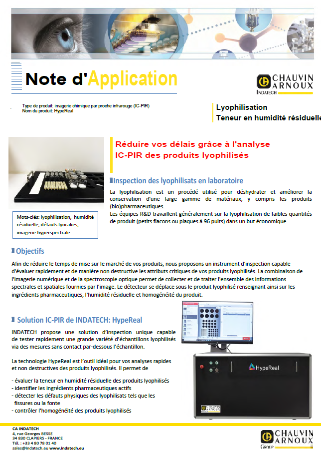 Documentation Indatech | HypeReal - Inspection des lyophilisats en laboratoire