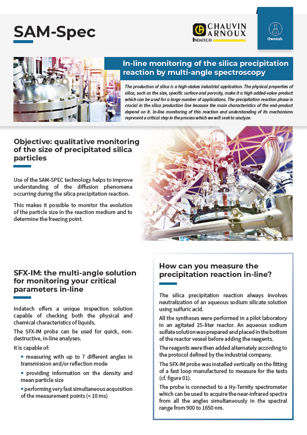 SAM-Spec : In-line monitoring of the silica precipitation reaction